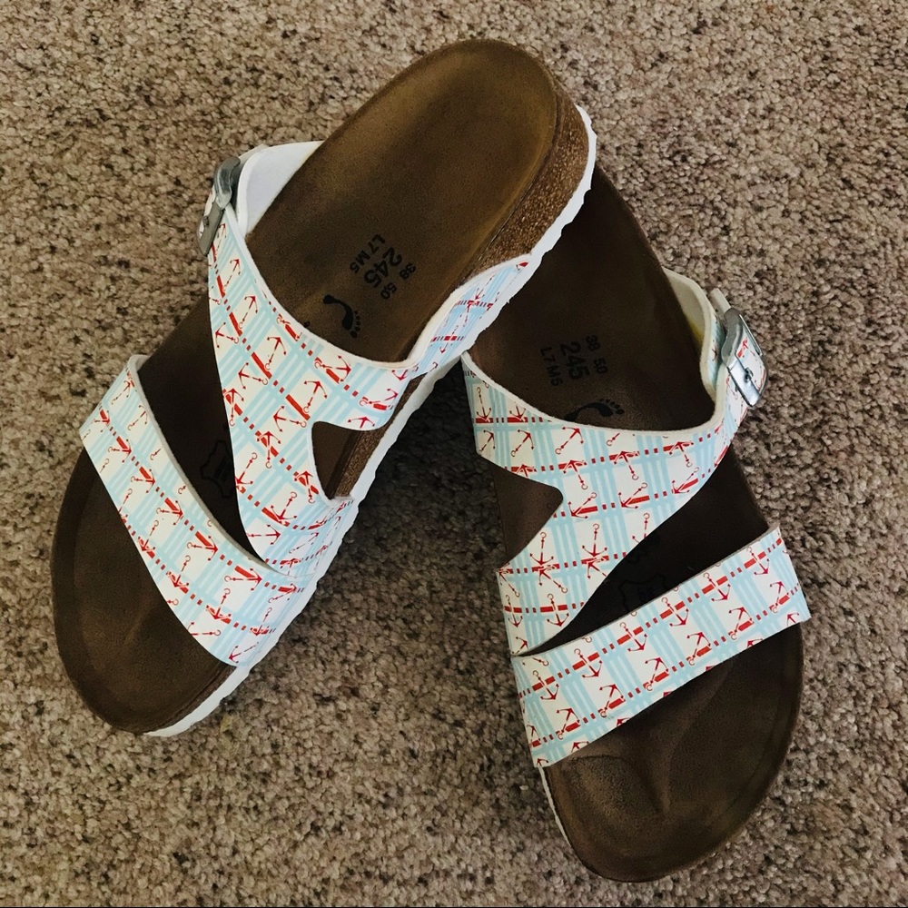 Birkenstock Birkis Slippers Sail Dock Blue White Red … - Gem